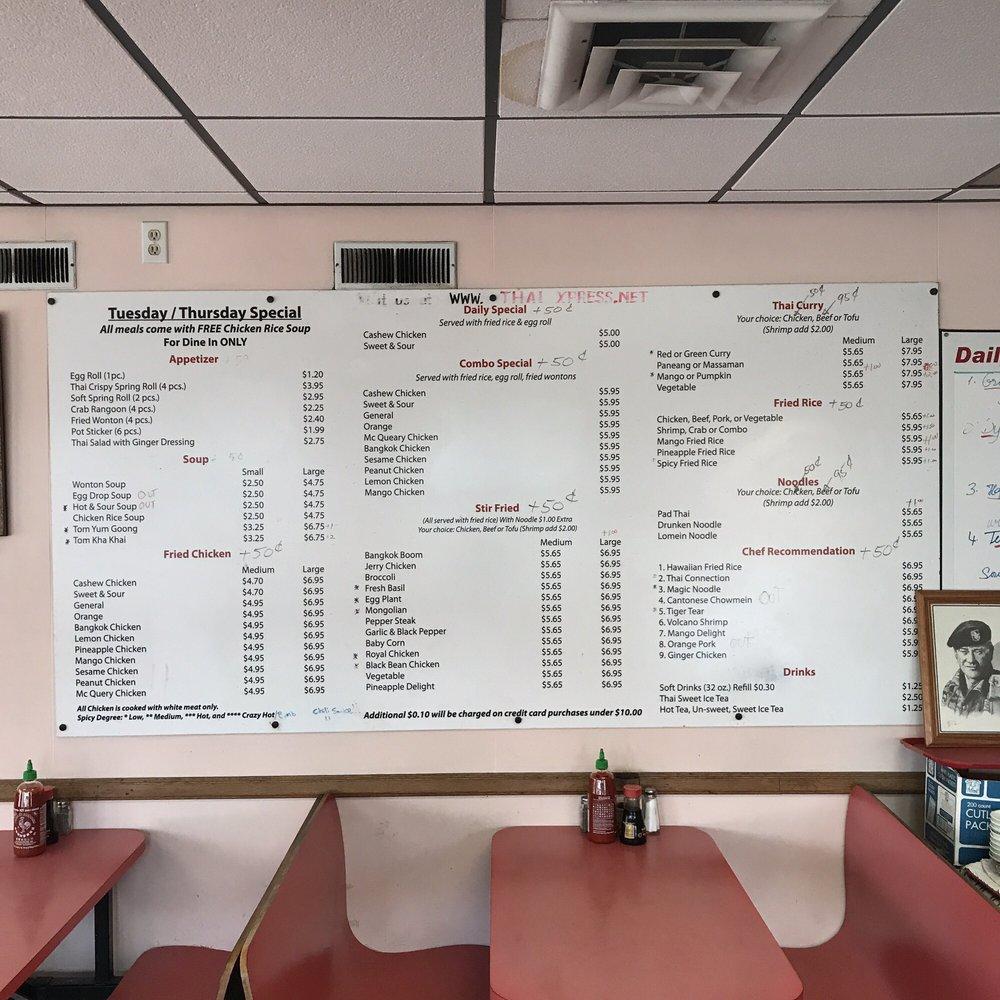 Menu at Thai Express restaurant, Springfield, W Republic Rd