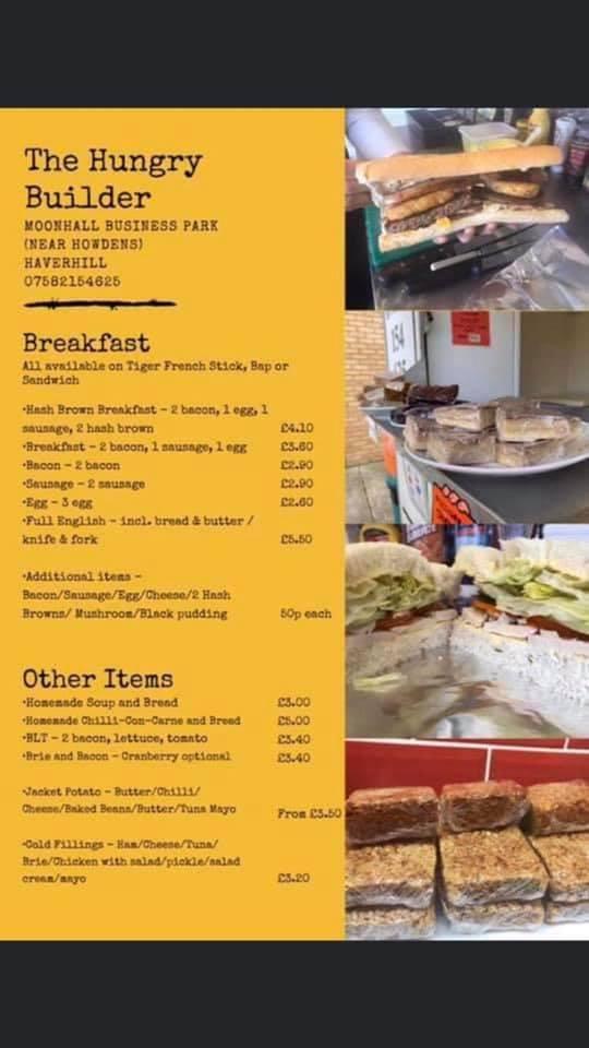 Menu at The Hungry Builder, Haverhill