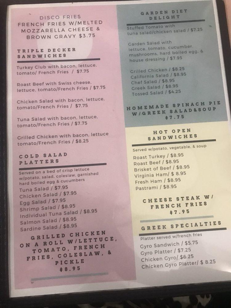 Menu at Charlie's restaurant, West New York