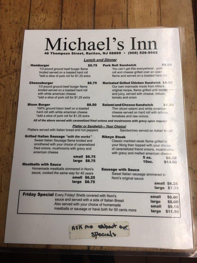 Menu at Michael's Inn pub & bar, Raritan
