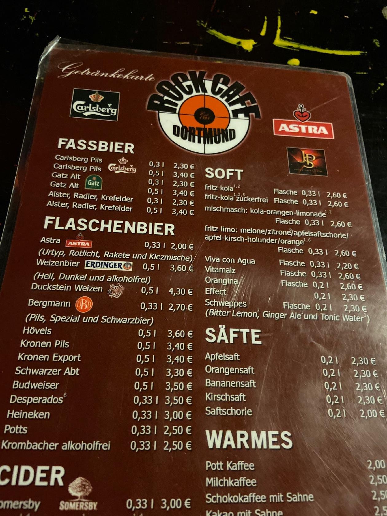 Speisekarte von Rock Cafe, Dortmund