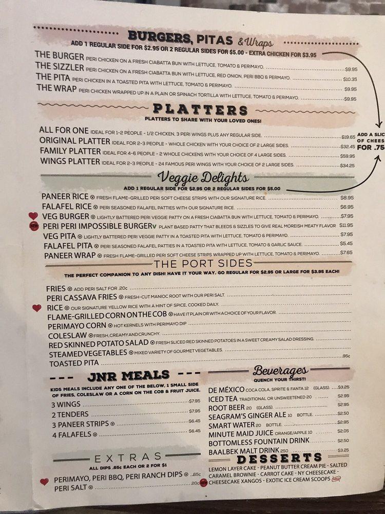 Menu at The Port Of Peri Peri restaurant, Fremont