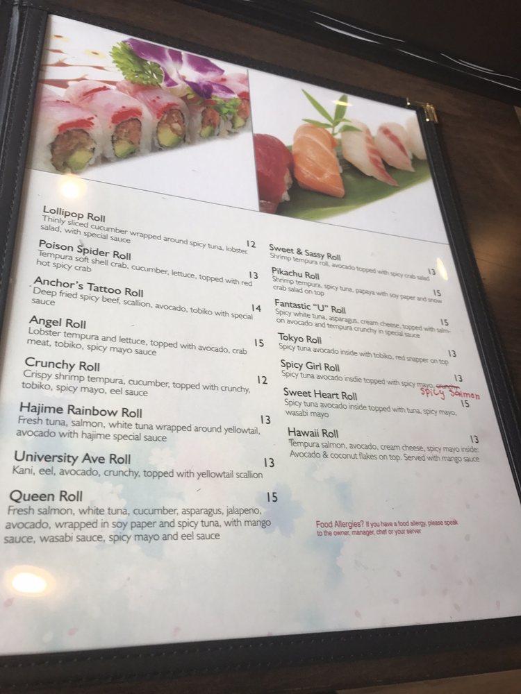 Menu at Hajime St.Cloud restaurant, St. Cloud