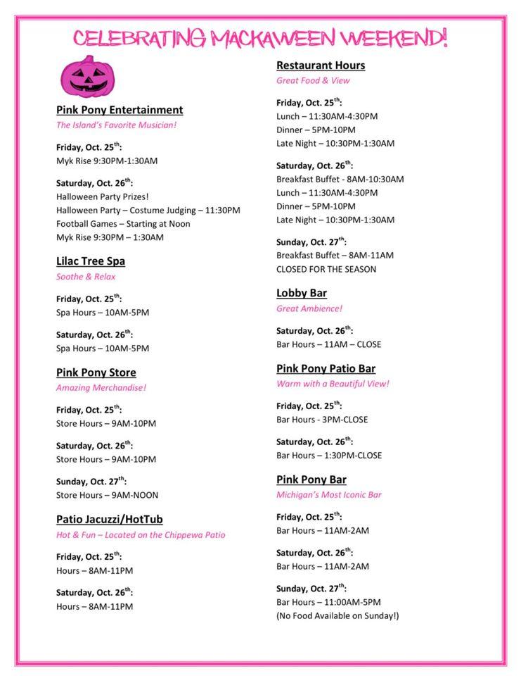 Menu at Pink Pony pub & bar, Mackinac Island