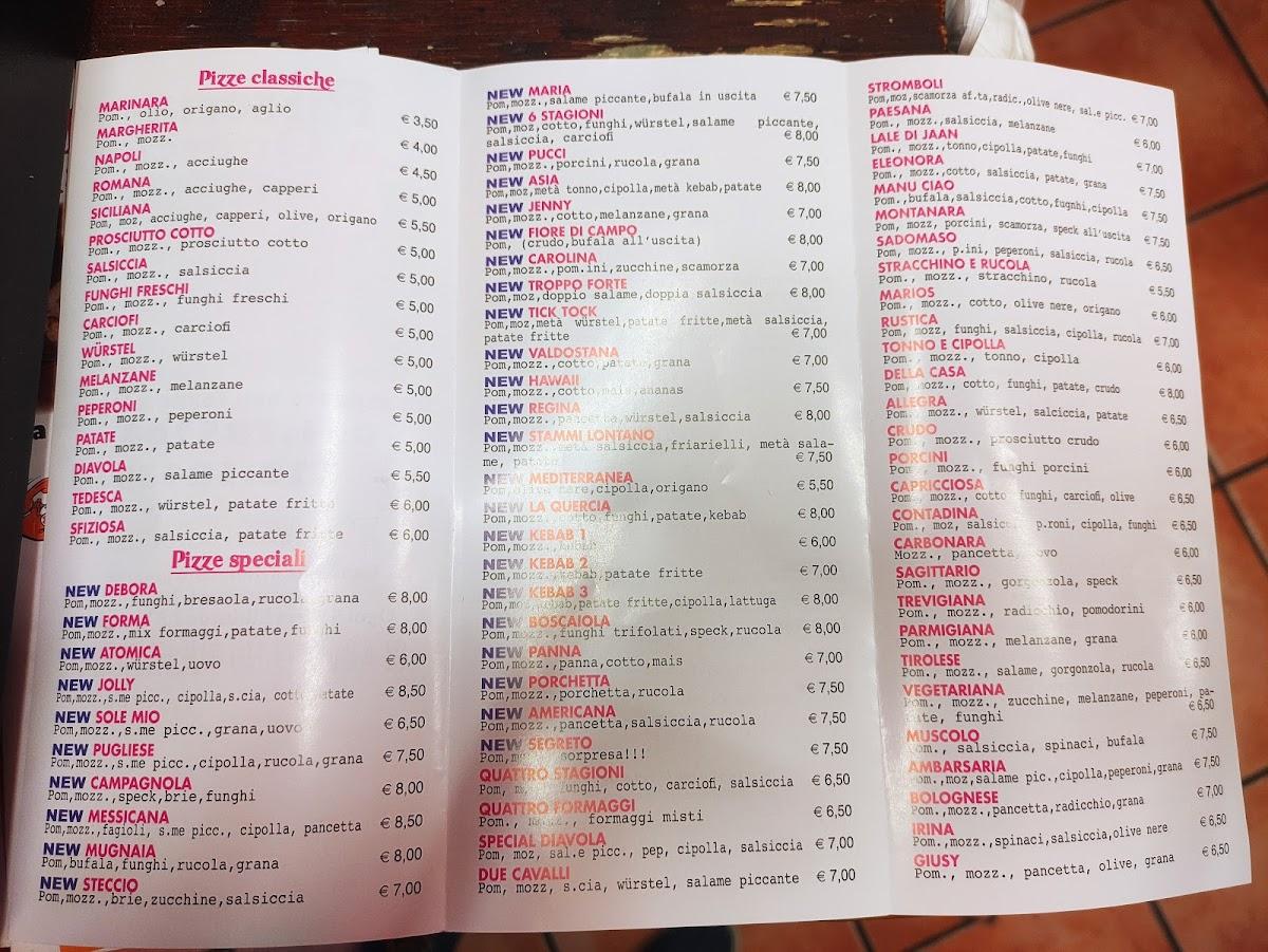 Menu at Pizzeria D'Asporto La Quercia di Somma Iolanda, Castenaso