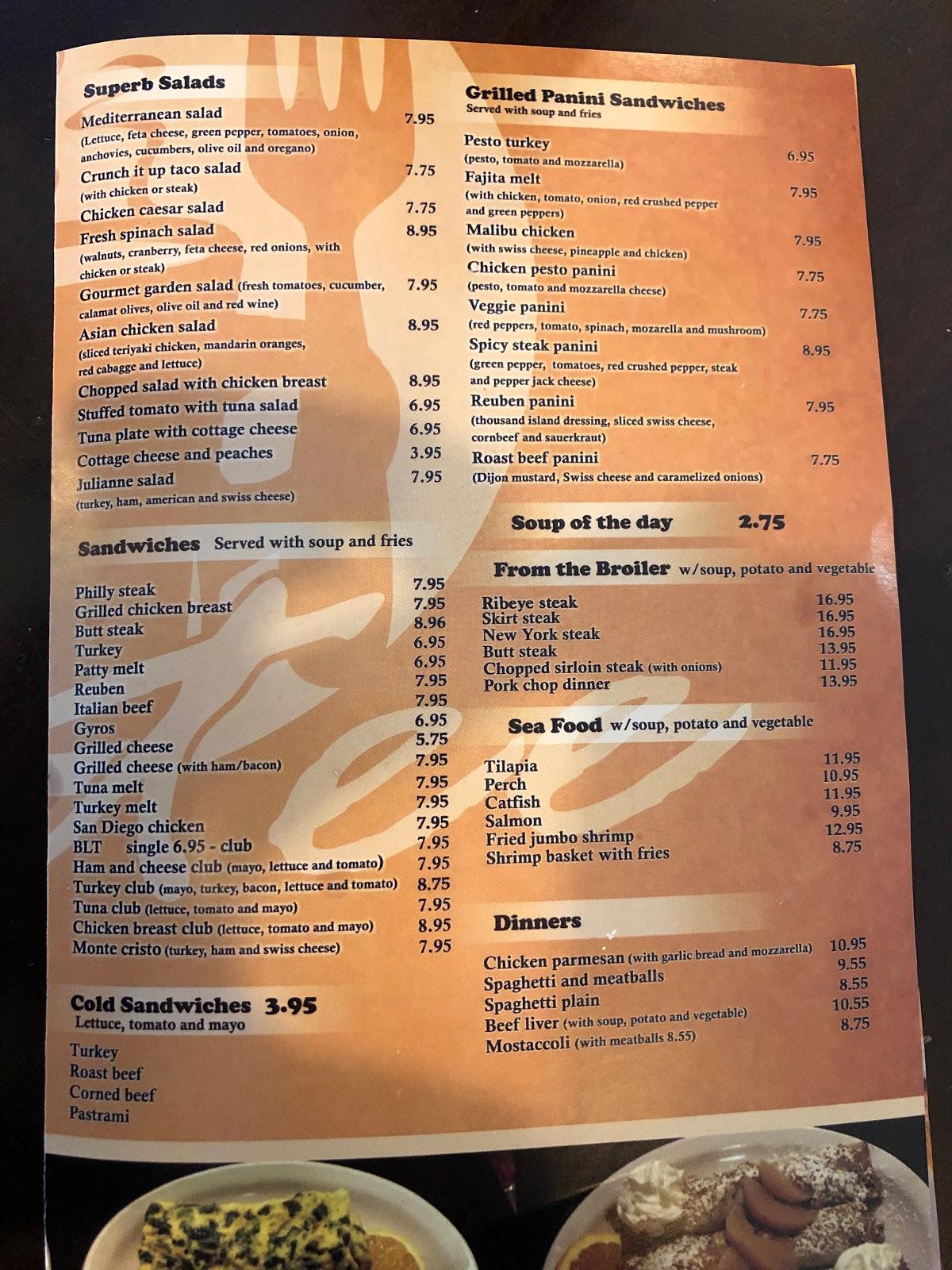 Menu at Tastee Corner Cafe, Berwyn