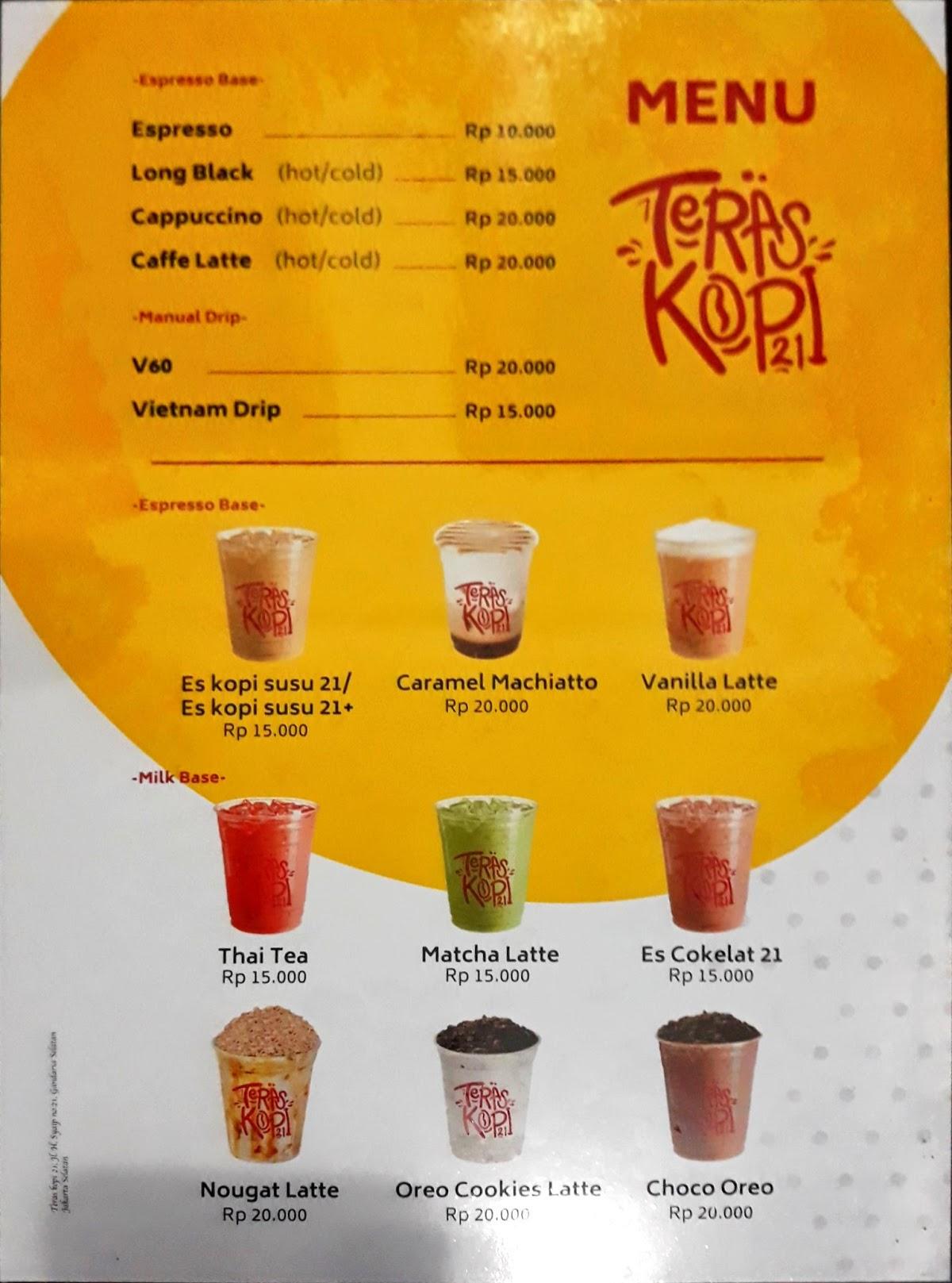 Menu at Teras kopi 21, South Jakarta