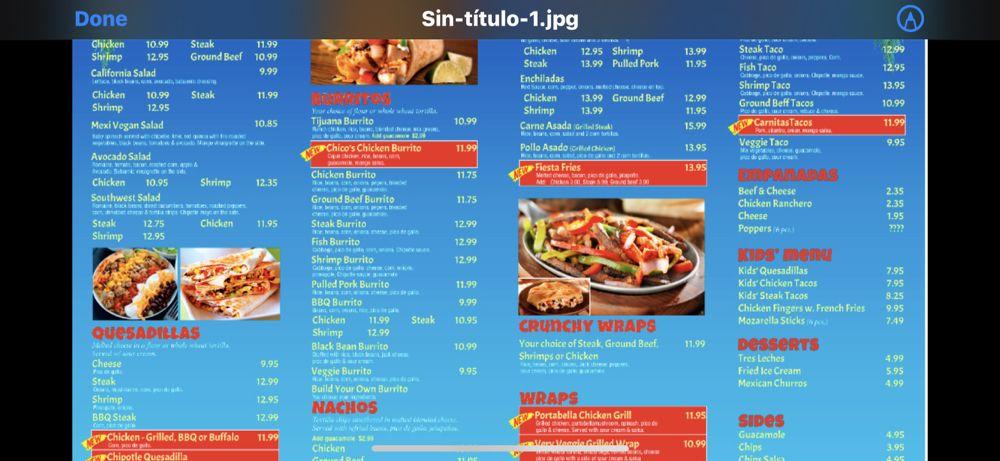 Menu at Tijuana Grill Bohemia restaurant, Bohemia