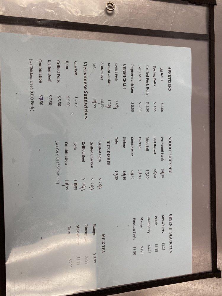 Menu at Kate Noodles restaurant, Houston