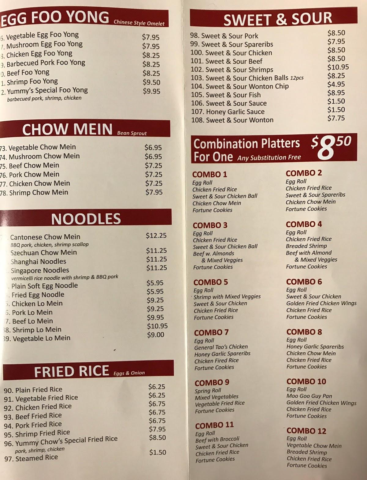Menu at Yummy Chow Chinese Restaurant, Delhi