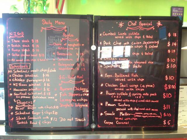Menu at Doonside Hotel restaurant, Doonside