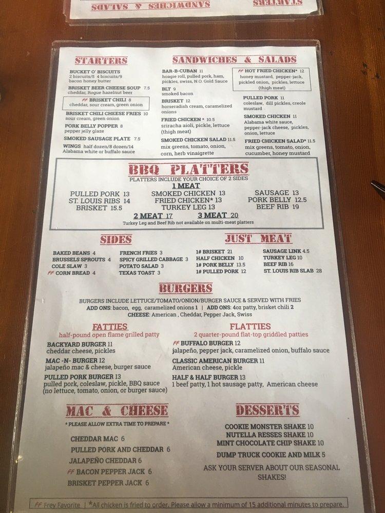 Menu at Frey Smoked Meat Co. pub & bar, New Orleans