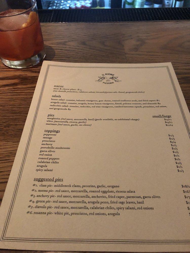 Menu at Il Rione pub & bar, Cleveland