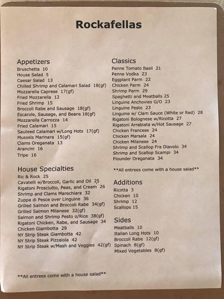 Menu at Rockafellas by the Sea- The Market cafe, Seaside Heights