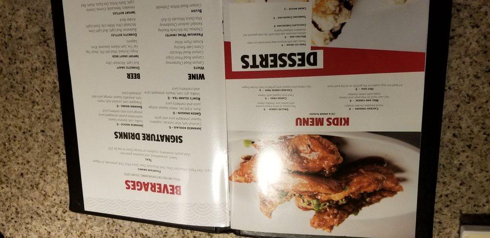 Menu at Shogun Bistro restaurant, Glasgow