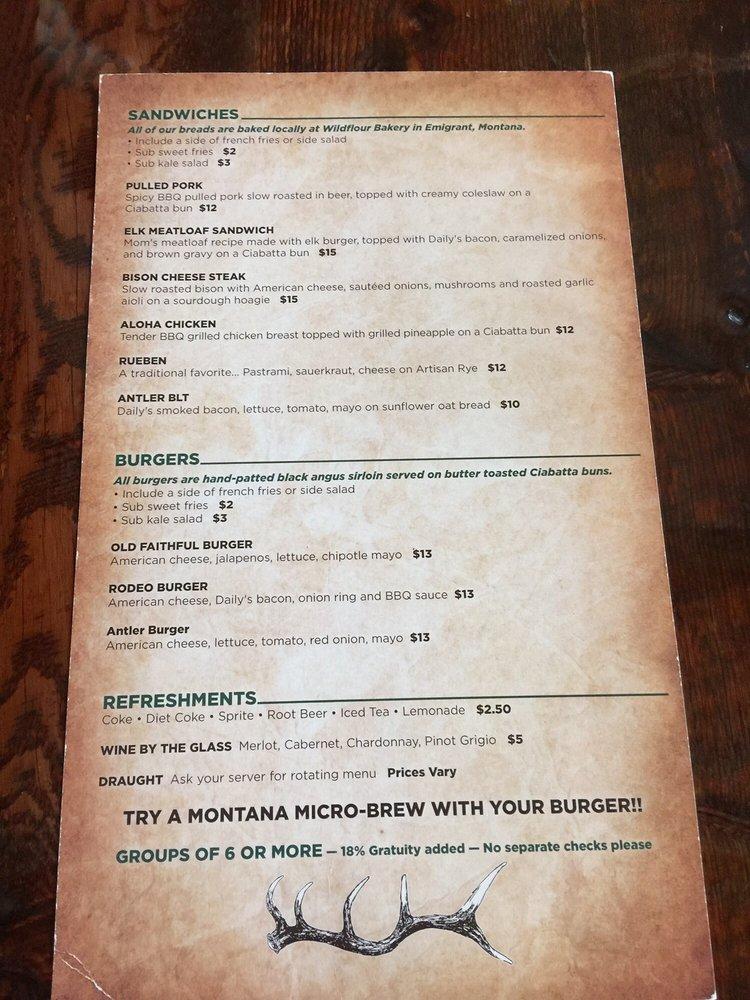 Menu at The Antler Pub & Grill, Gardiner