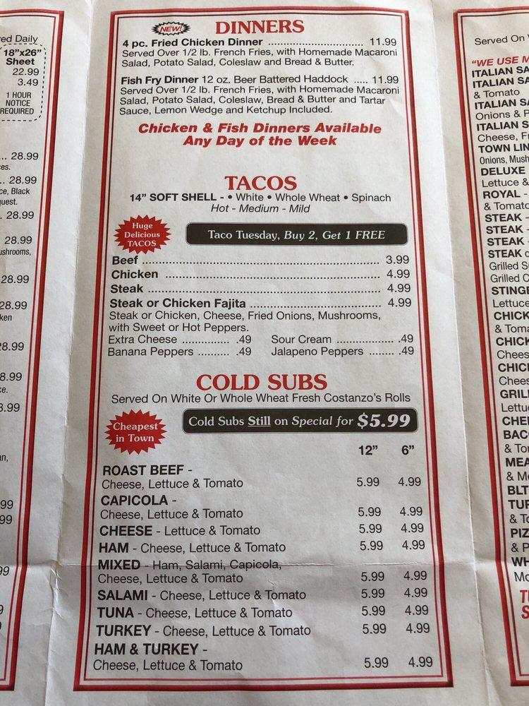 Menu at Town Line Pizzeria, Town Line