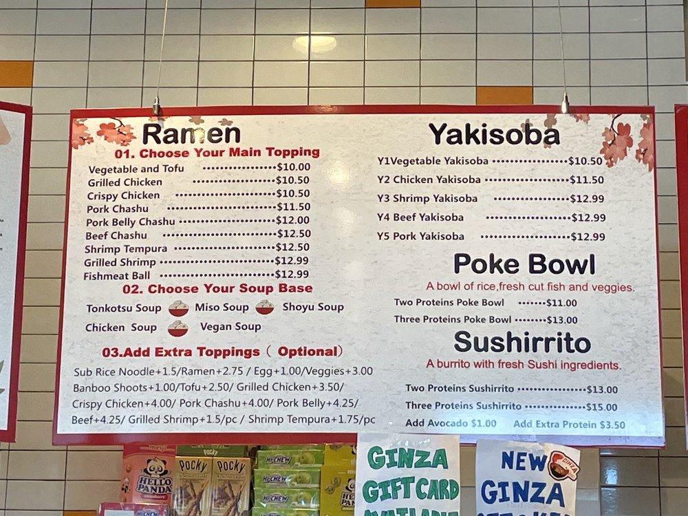 Menu at Ginza Ramen and Poke restaurant, San Antonio, TX-151 #106