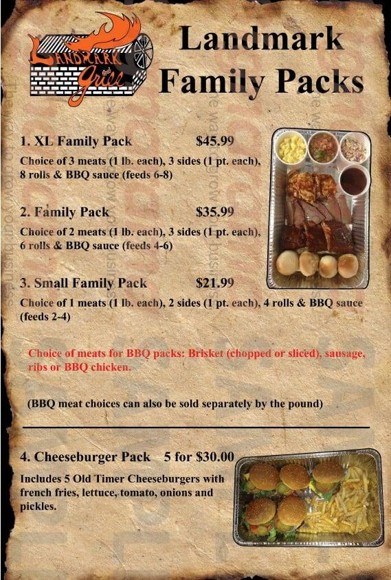 Menu at Landmark Grill steakhouse, Lewisville