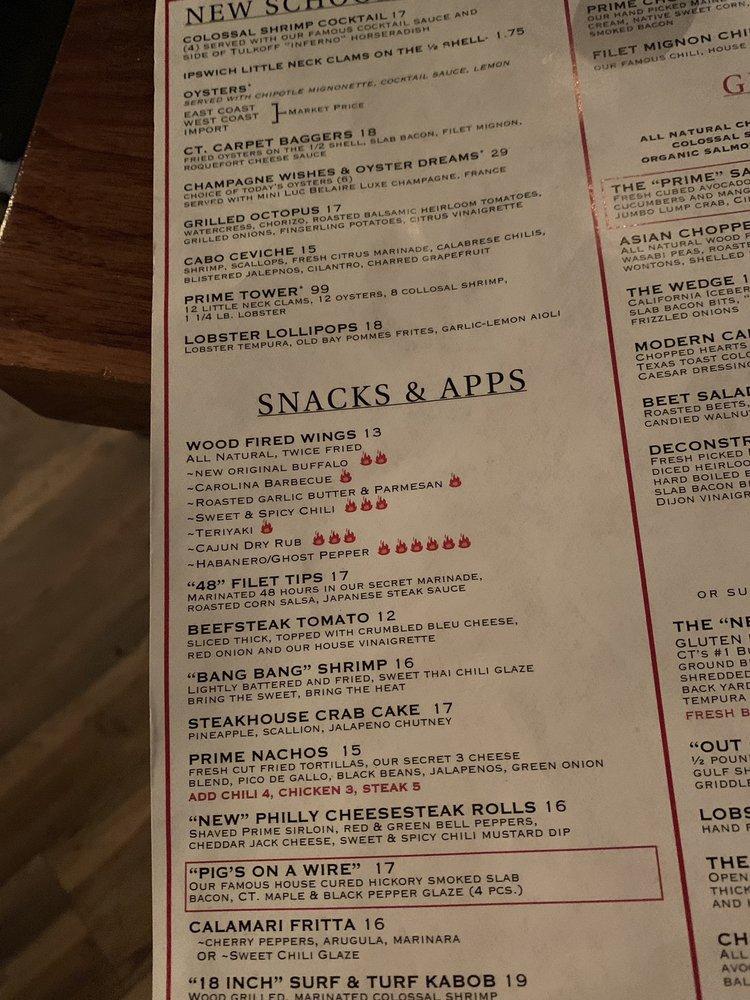 Menu at Prime One Eleven pub & bar, Trumbull