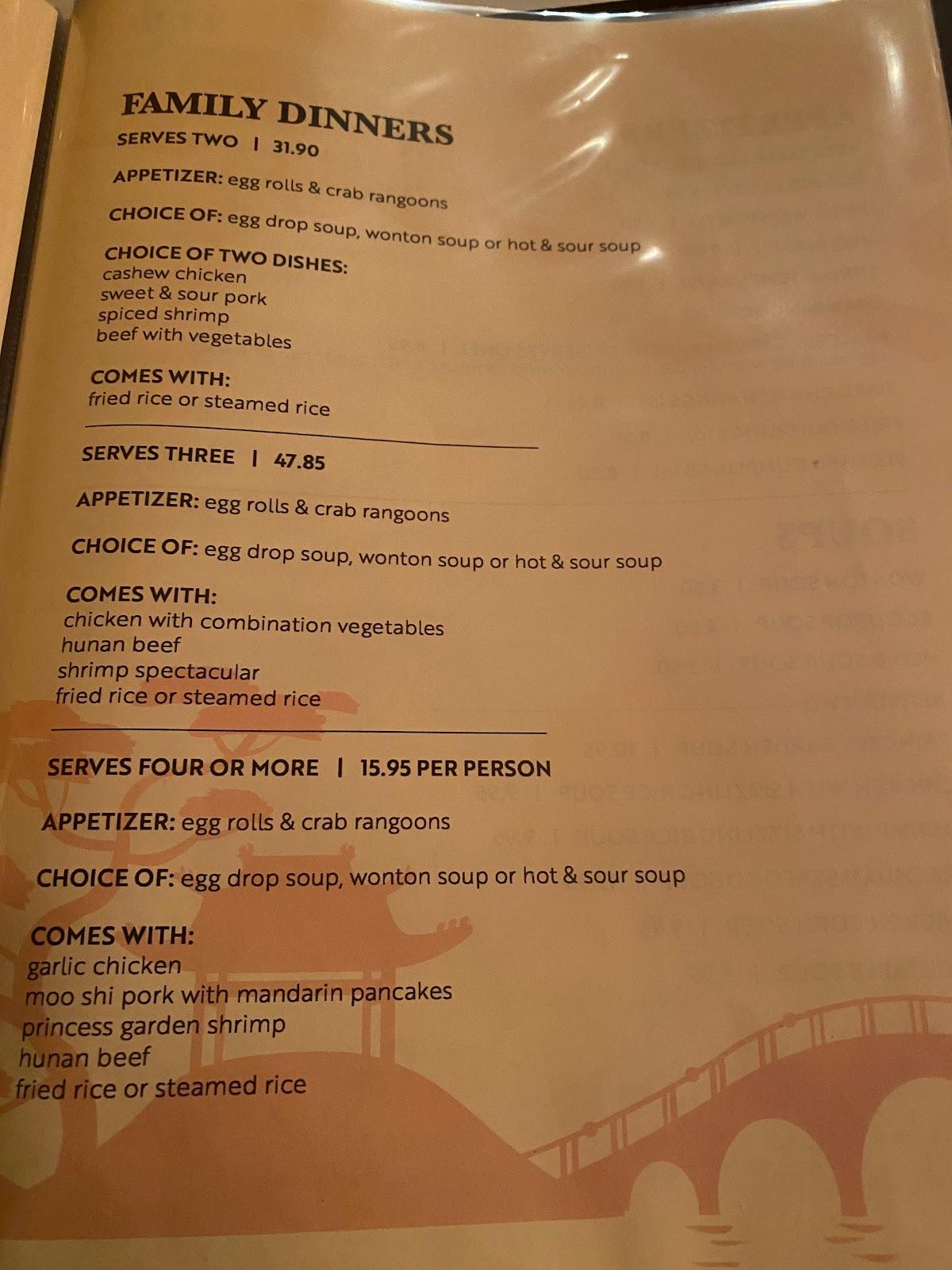 Menu at Princess Garden restaurant, Kansas City