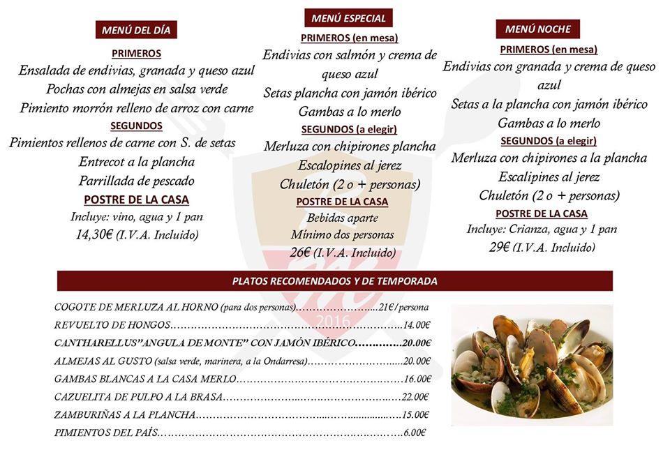 Menu at Restaurante Rafael Merlo, Getxo