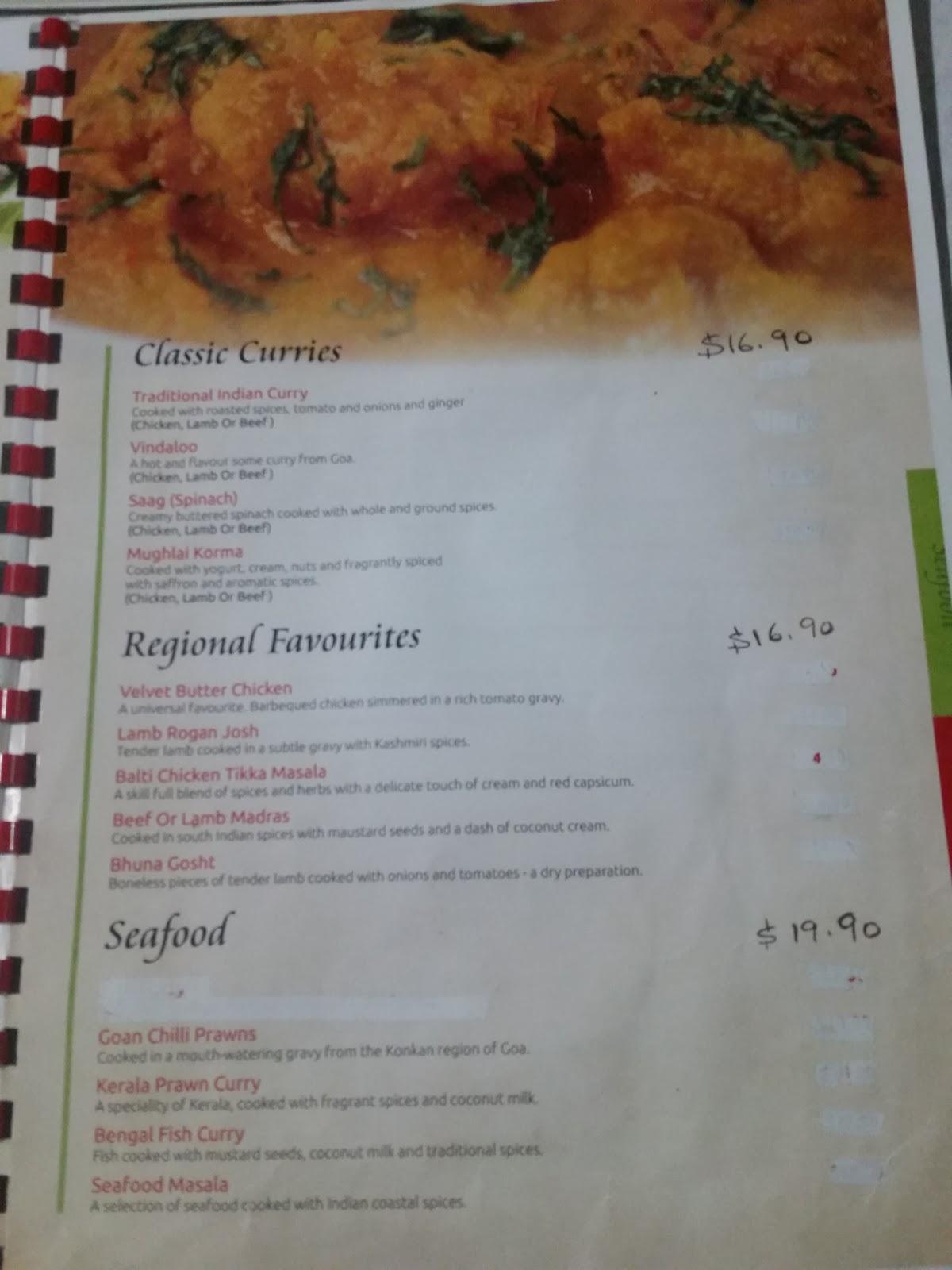 Menu at Indian Chilli Club, Sorell