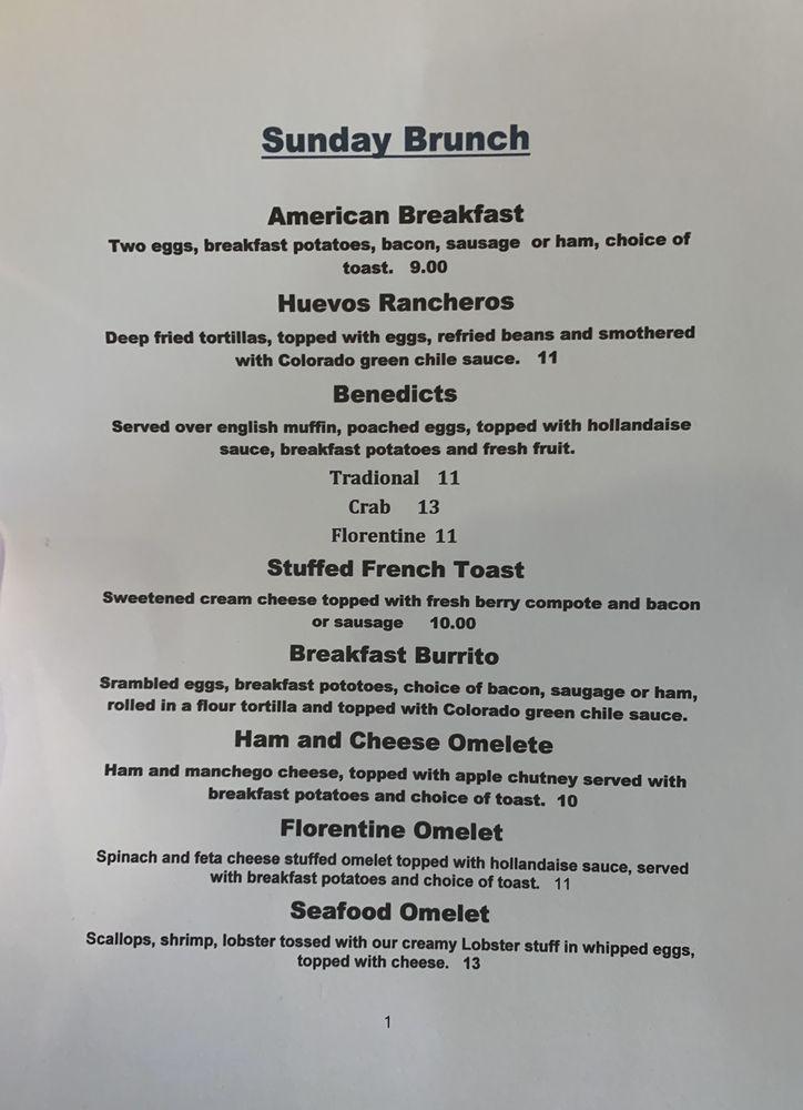 Menu at Maria's The Gathering Place restaurant, Green Valley