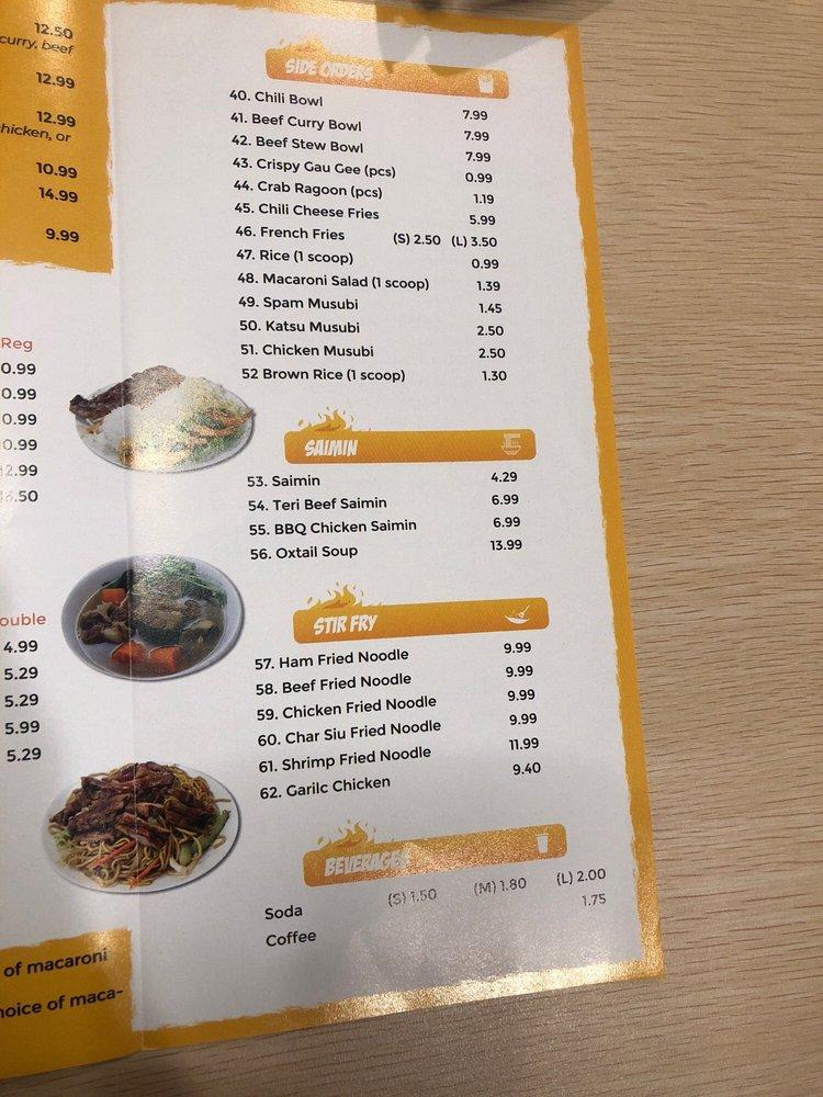Menu at Oh My Grill- McCully restaurant, Honolulu