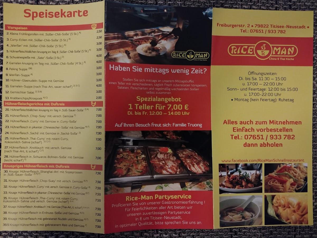 Speisekarte von Rice Man Schnellrestaurant, Titisee-Neustadt ...