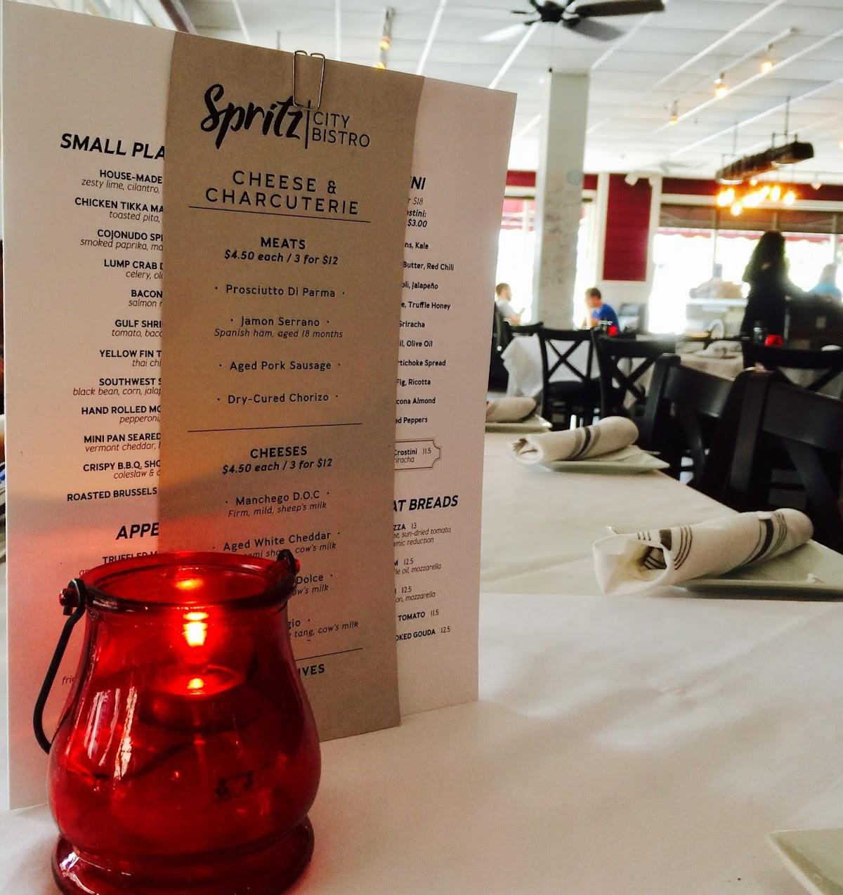Menu at Spritz City Bistro restaurant, Stuart