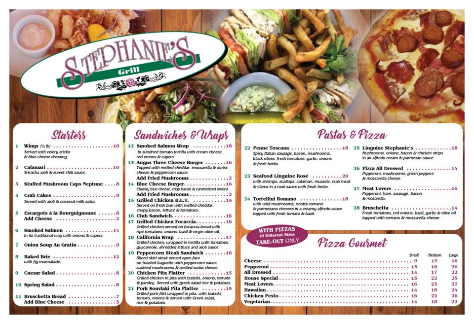 Menu at Stephanie's Grill and Bar, Hawkesbury