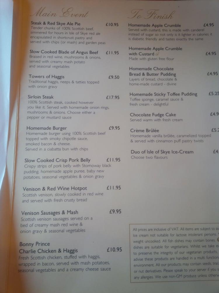 Menu at The Isles Inn pub & bar, Portree