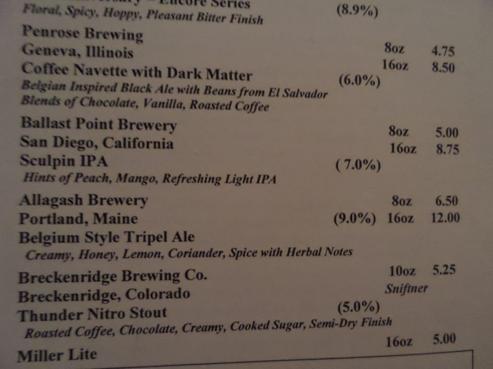 Menu at The Turf Room pub & bar, North Aurora