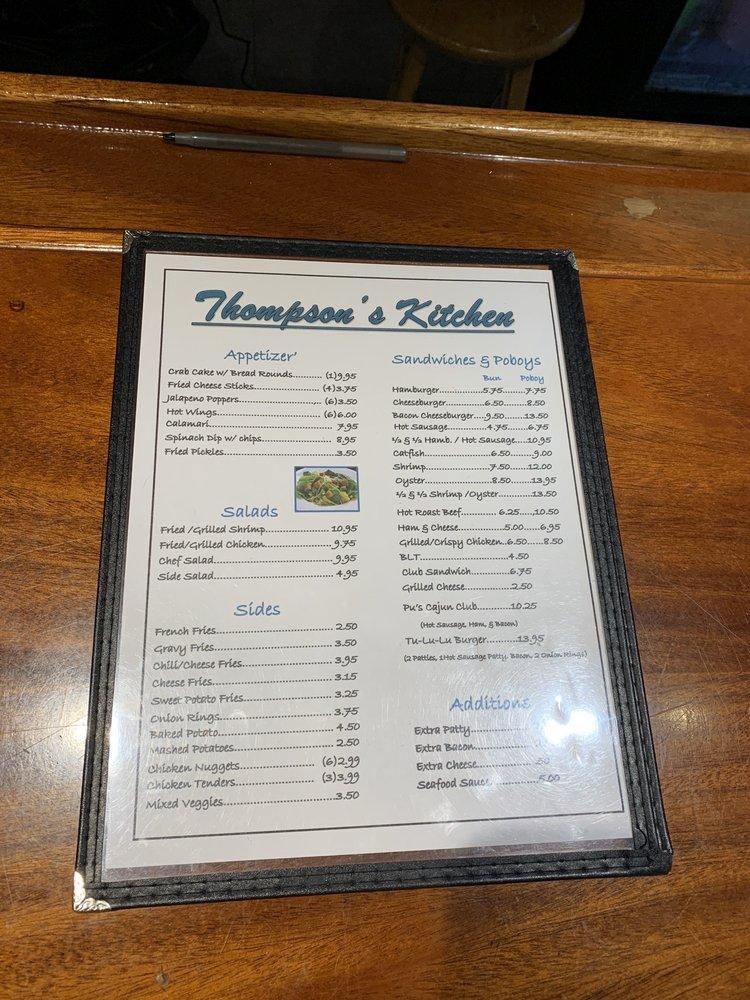 Menu at Thompson's Kitchen restaurant, Port Sulphur