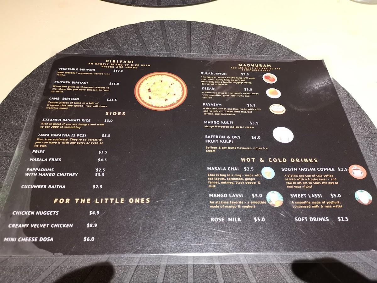 Menu at Madras Corner restaurant, Piara Waters