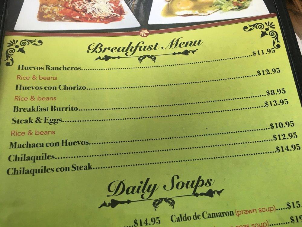 Menu at Mi Tierra restaurant, Santa Rosa, Airway Dr