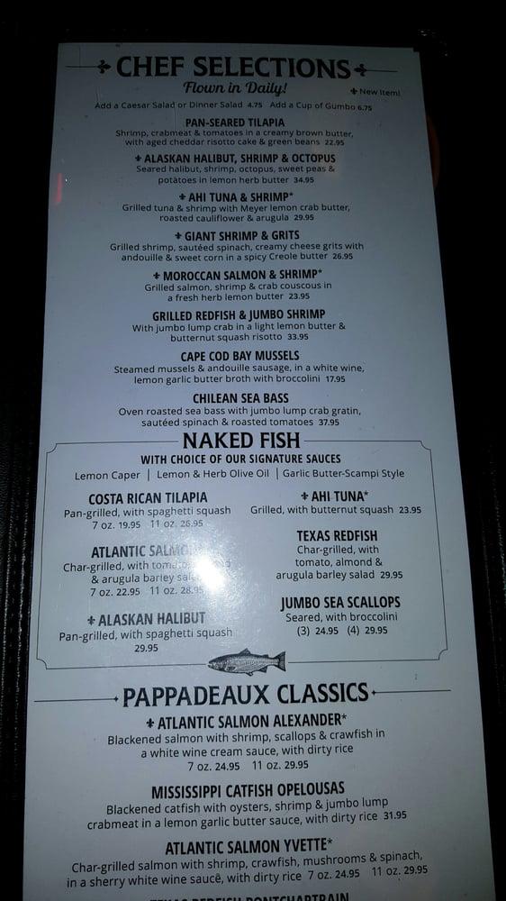 Menu at Pappadeaux Seafood Kitchen pub & bar, Albuquerque