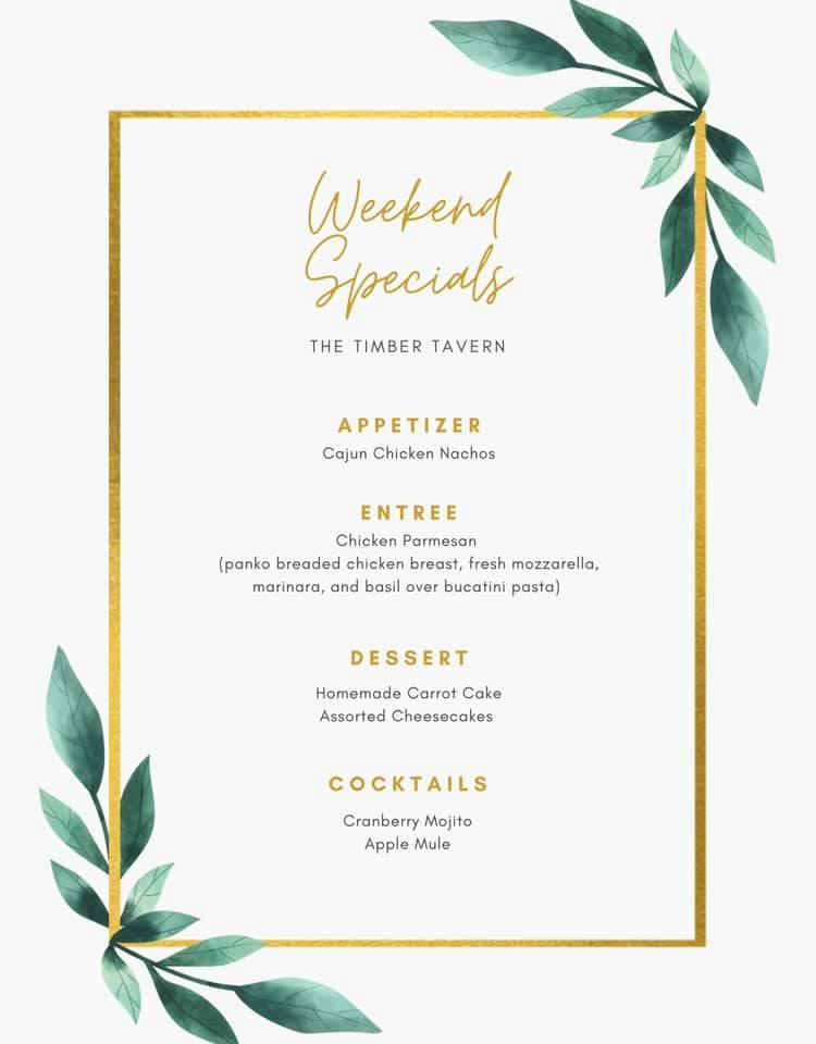 Menu at Timber Tavern pub & bar, Parishville