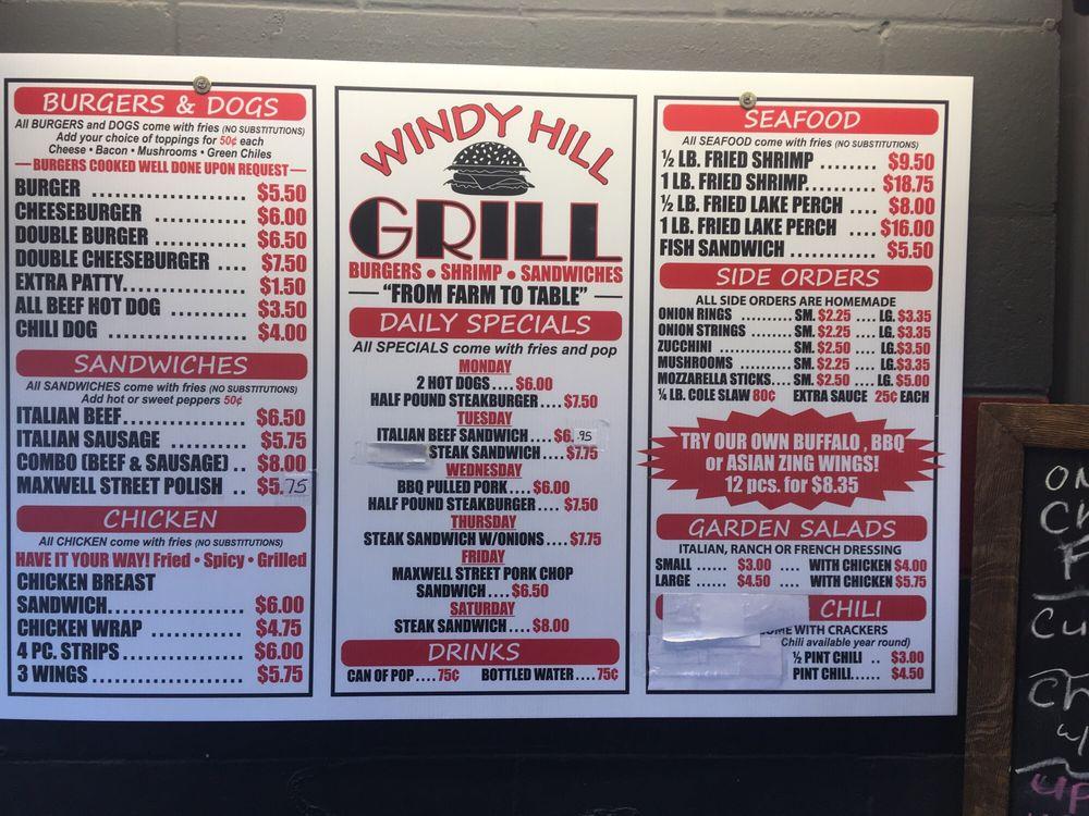 Menu at Windy Hill Grill fast food, Bradley, 184 W North St