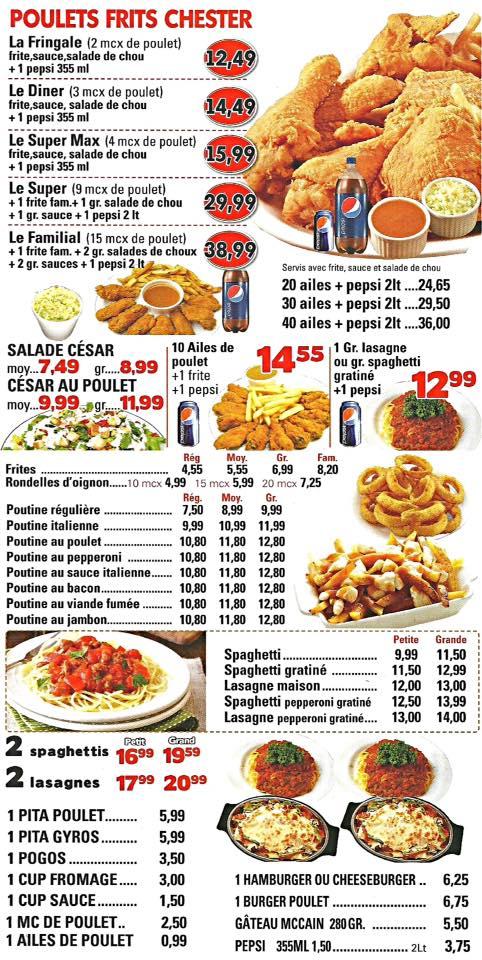Menu au Pizza Champion Repentigny 2 pour 1 pizzeria, Repentigny