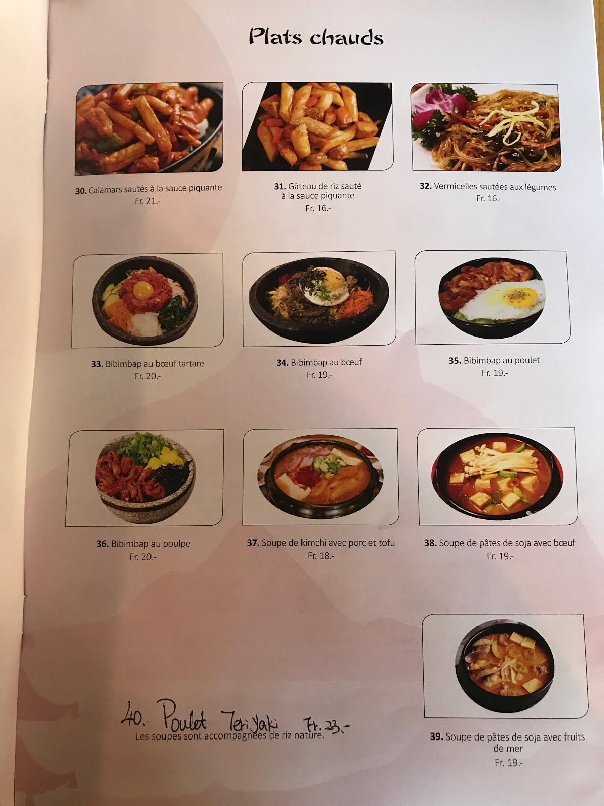 Menu au Chez lin, Sion