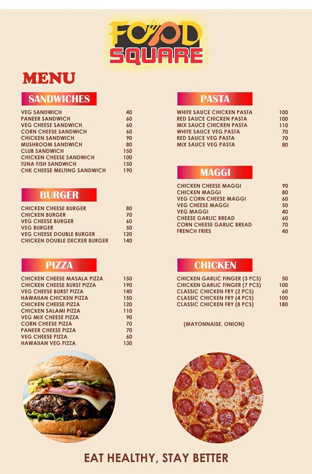 Menu at FOOD SQUARE BEST CAFE IN COLLEGE STREET, Kolkata