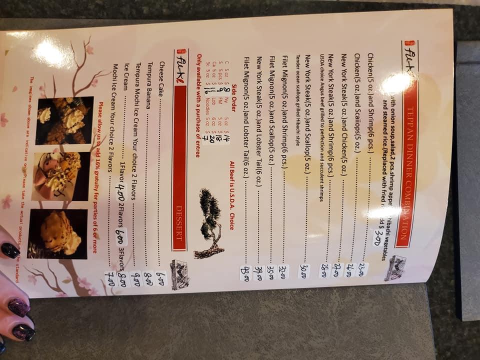 Menu at Fu-Ki Post Falls restaurant, Post Falls