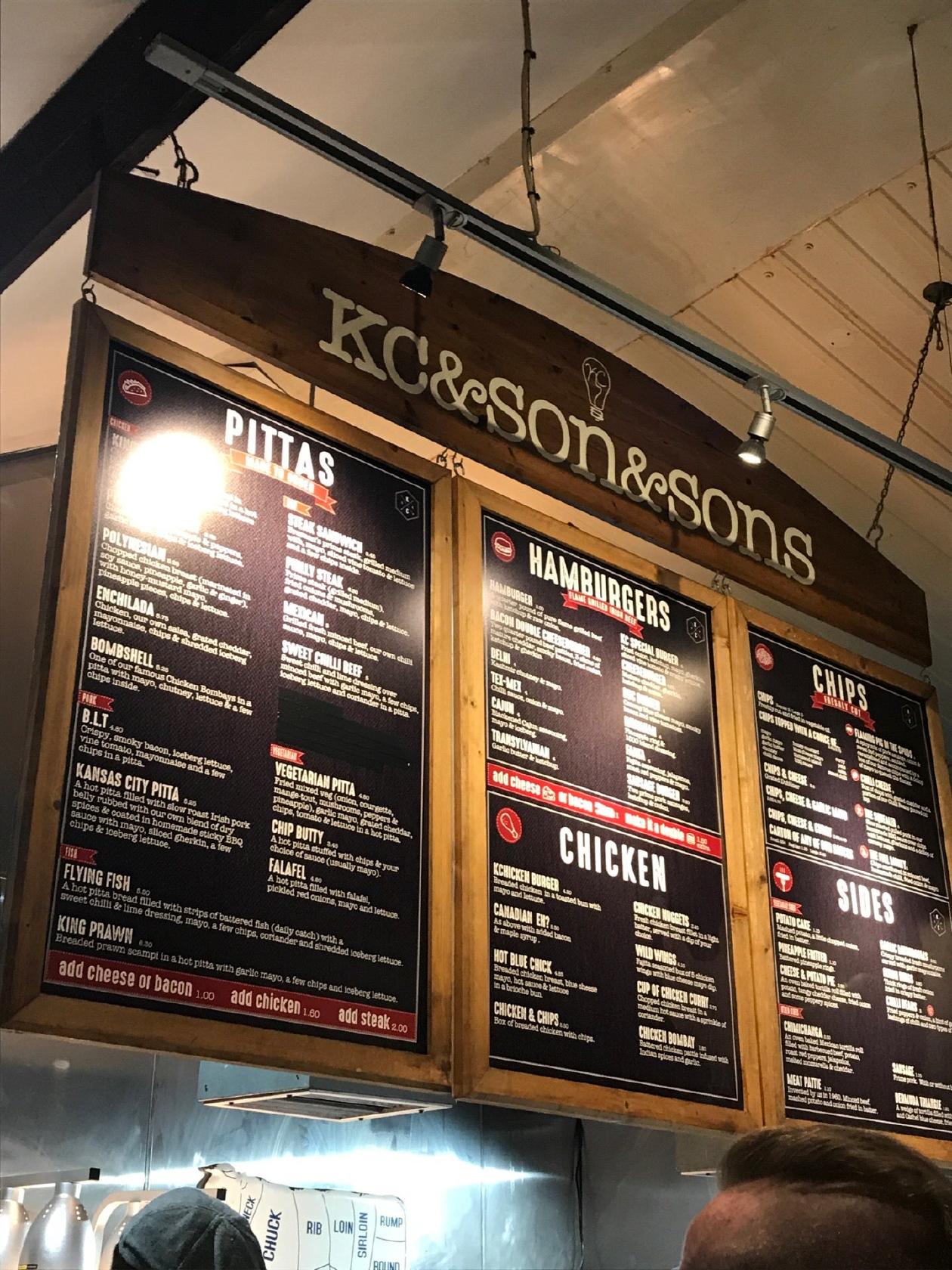 Menu at KC & Son & Sons fast food, Cork