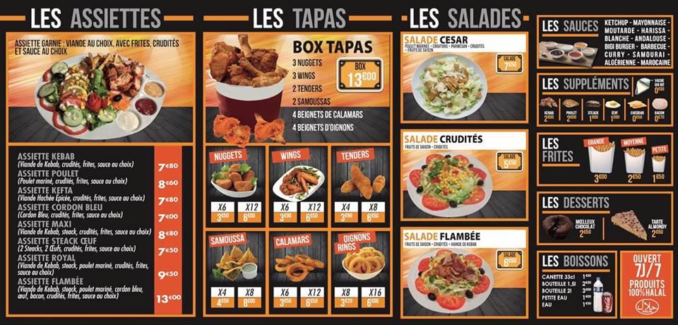 Menu at La Flambée restaurant, Castres