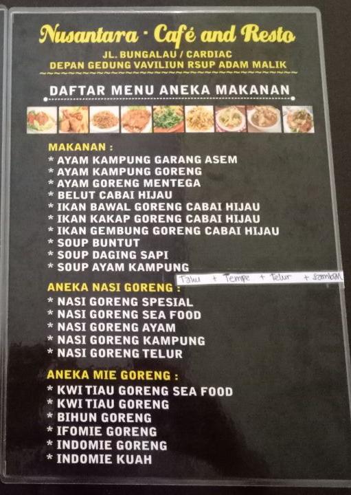 Menu at Nusantara Cafe and Resto, Medan
