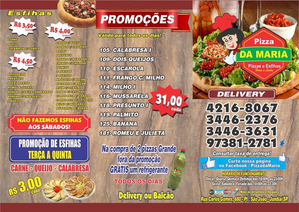 Menu em Pizza Da Maria restaurante, Jundiaí