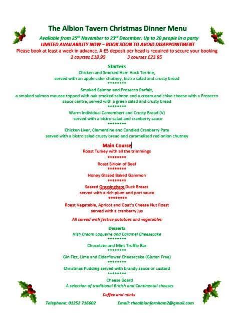 Menu at The Albion pub & bar, Farnham