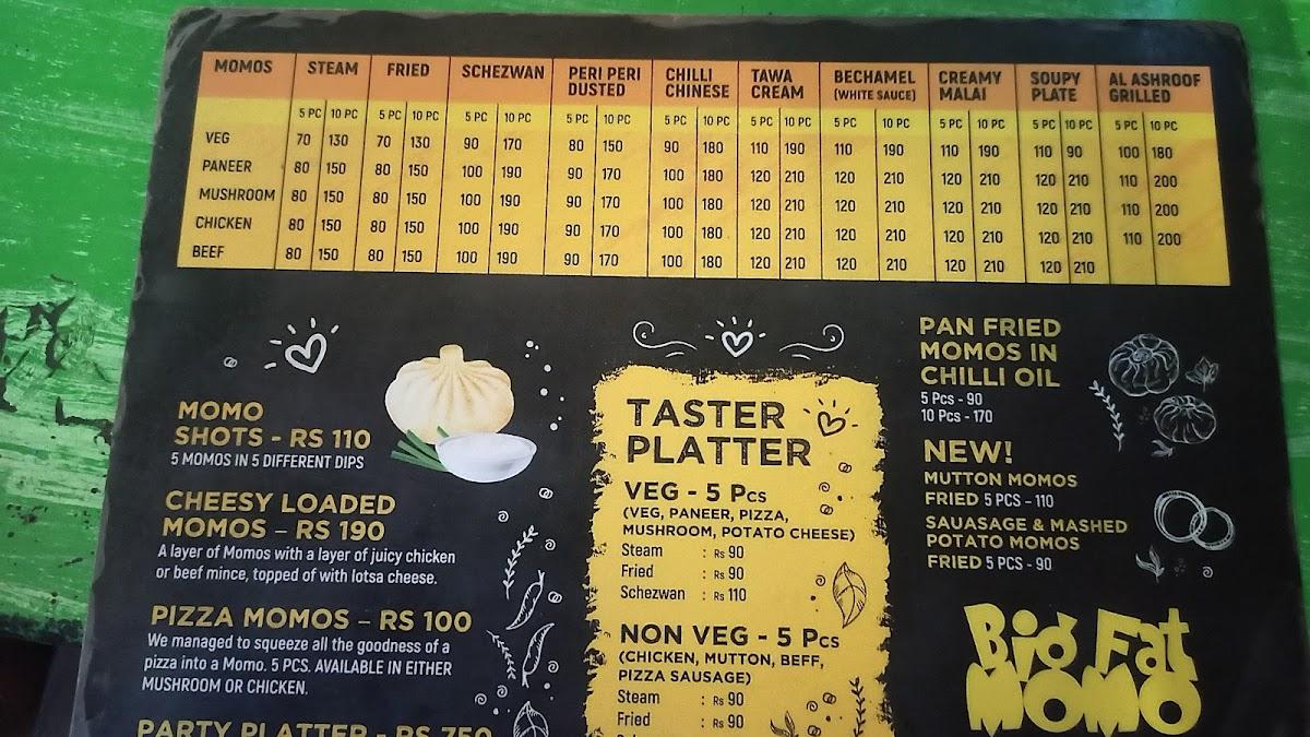 Menu at Big Fat Momo Kacheripady, Kochi, Market Rd